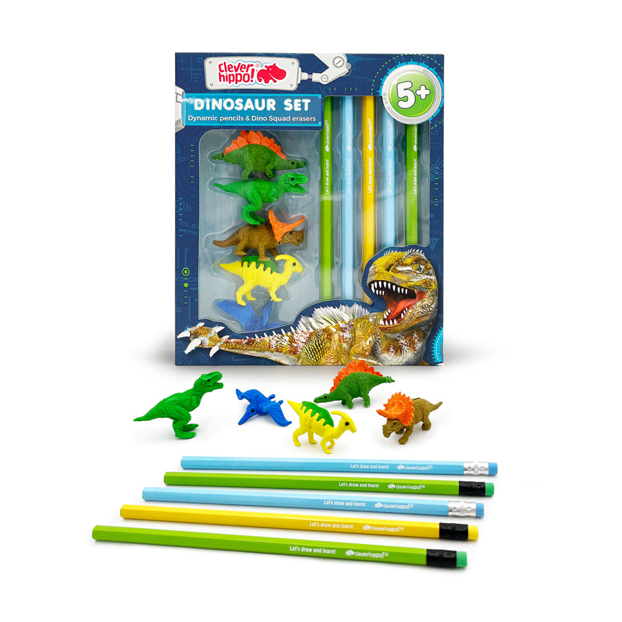 Combo gôm và bút chì Dino Lab – Clever Collection
